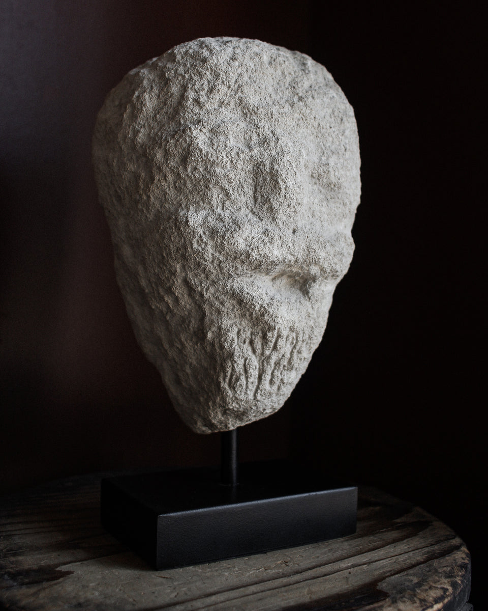 Celtic Bearded Limestone Head on Stand – gallery elder
